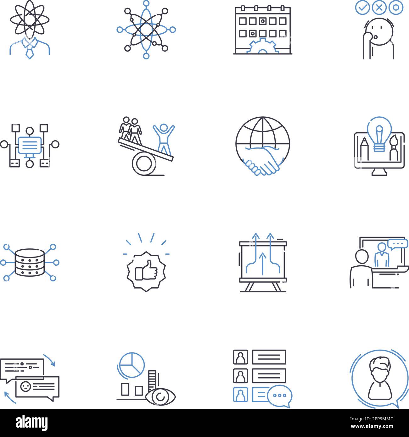 Collaborative Joint Ventures Line Icons Collection Partnership