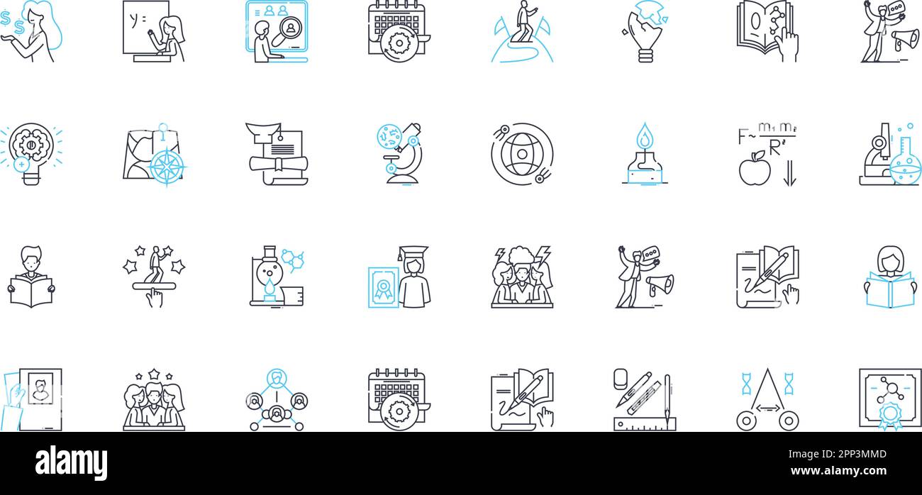 College linear icons set. Learning, Pursuit, Scholarship, Knowledge ...