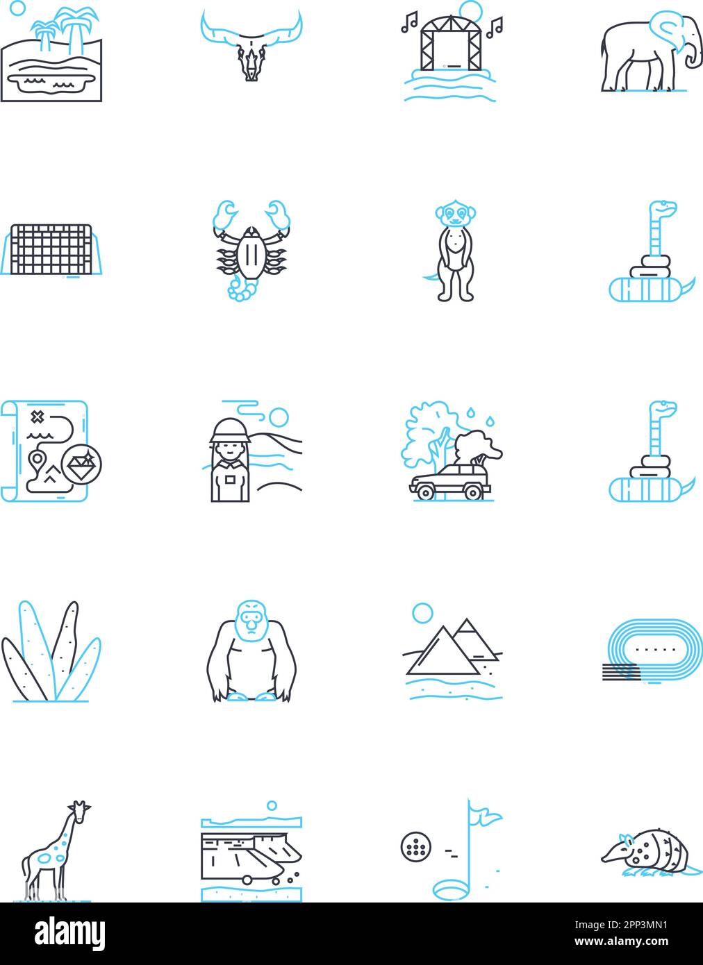 Space exploration linear icons set. Astrobiology, Exoplanet ...