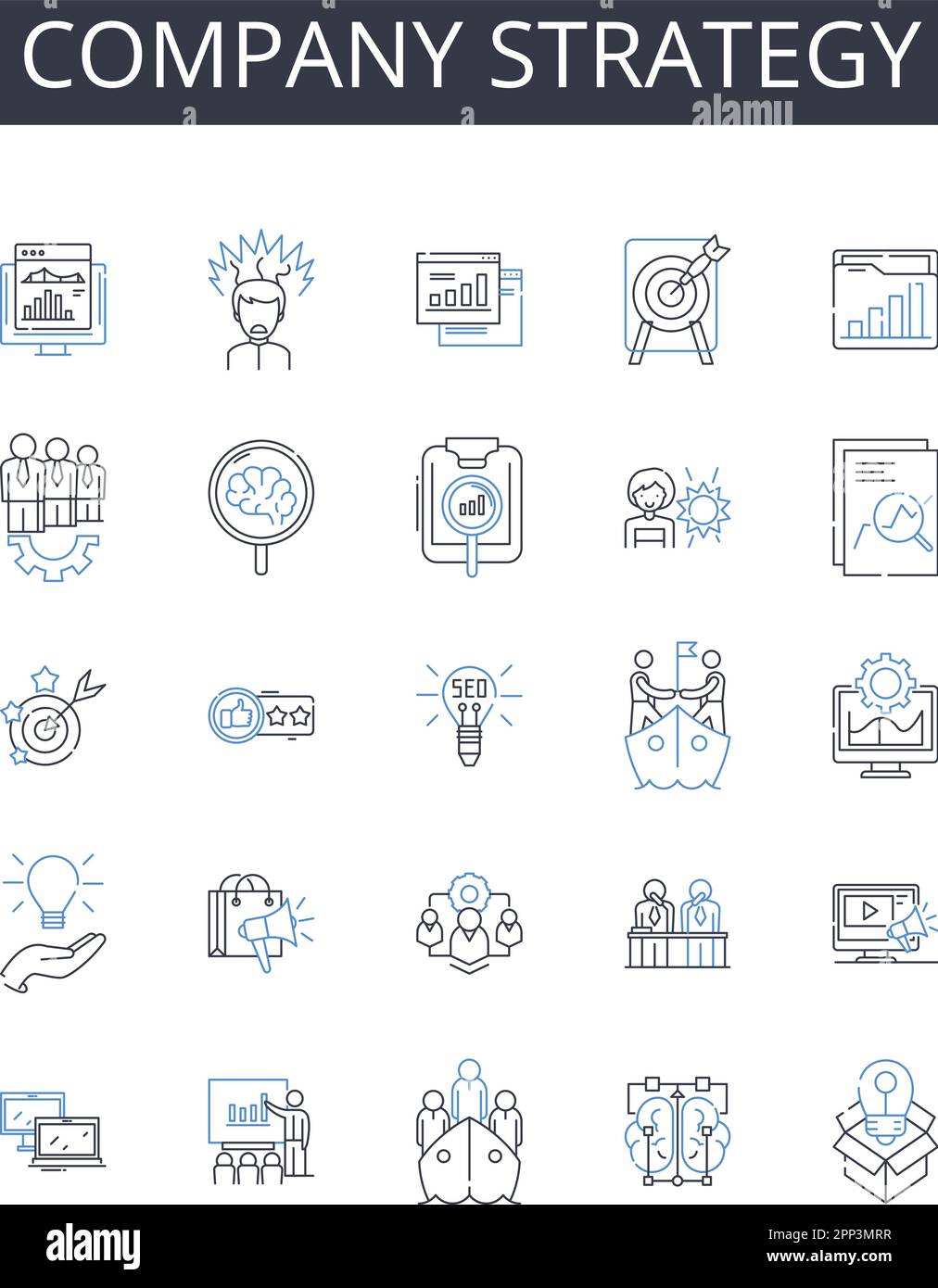 Company strategy line icons collection. Marketing plan, Business model ...