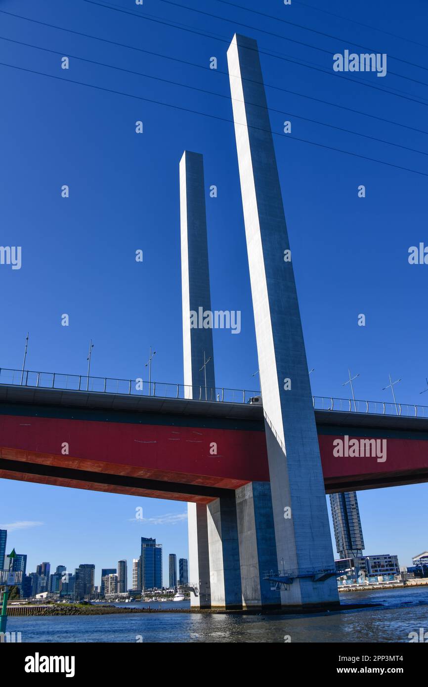 Bolte Bridge in Afternoon Sun with Melbourne City Skyline in Background ...