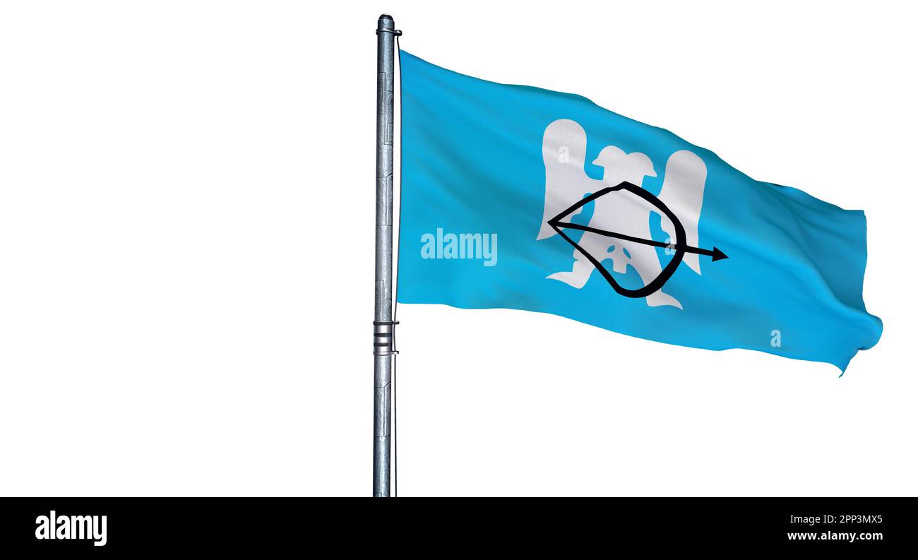 A digital illustration of a flag of the Seljuk Empire waving against a ...