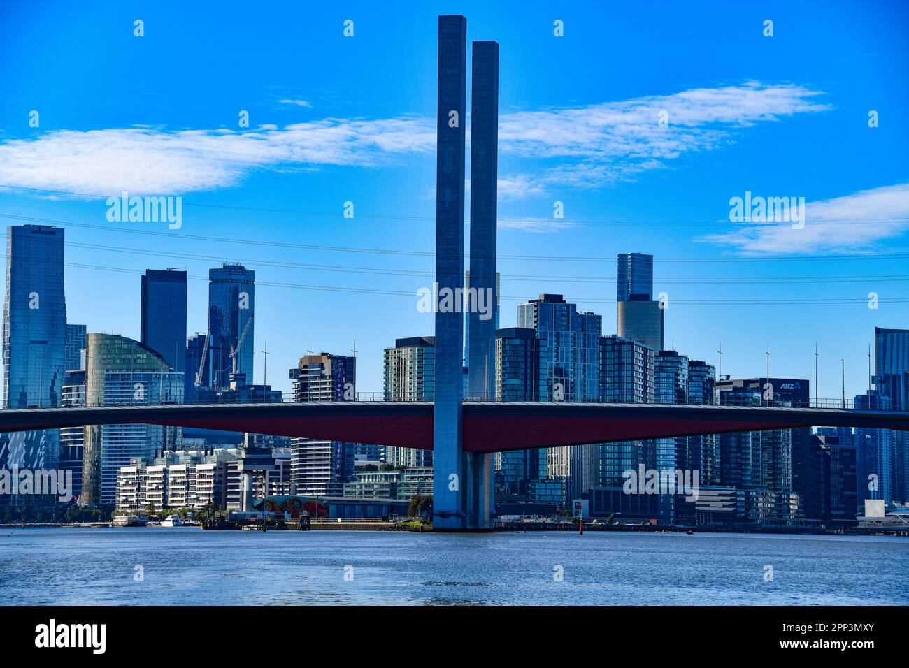 Bolte Bridge in Afternoon Sun with Melbourne City Skyline in Background ...
