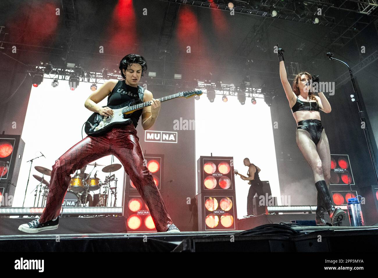 Josette Maskin, left, and Katie Gavin of MUNA perform at the Coachella ...