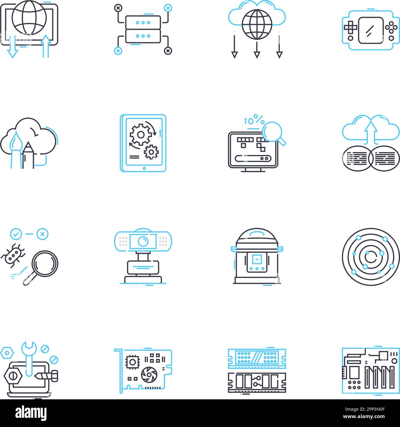 Digital equipment linear icons set. Smartph, Tablet, Laptop, Desktop ...