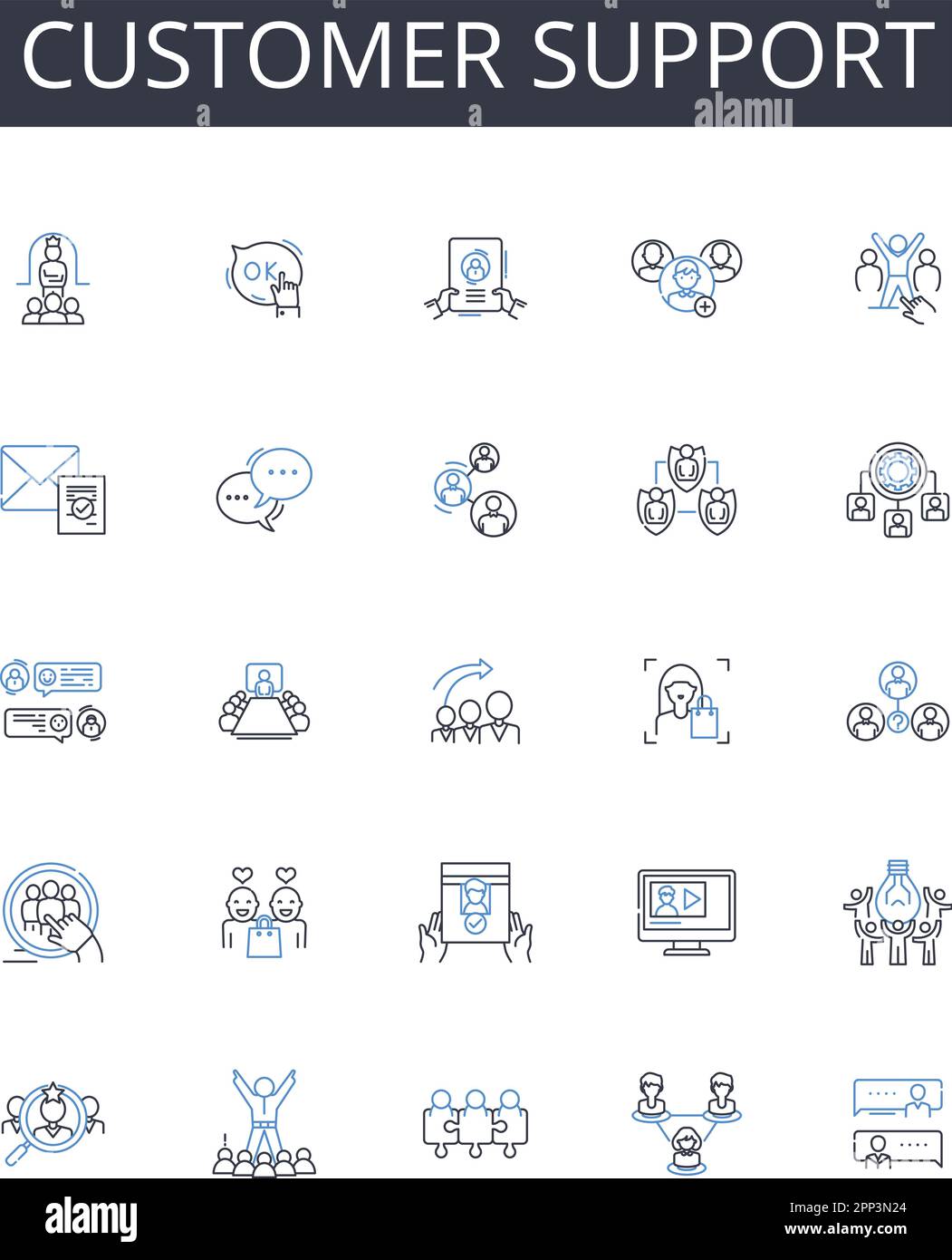 Customer support line icons collection. Comfortable, Practical ...