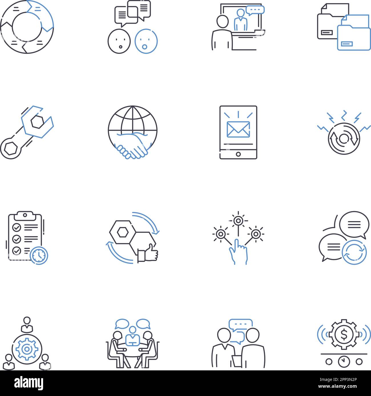 Mutually beneficial line icons collection. Synergistic, Win-win ...