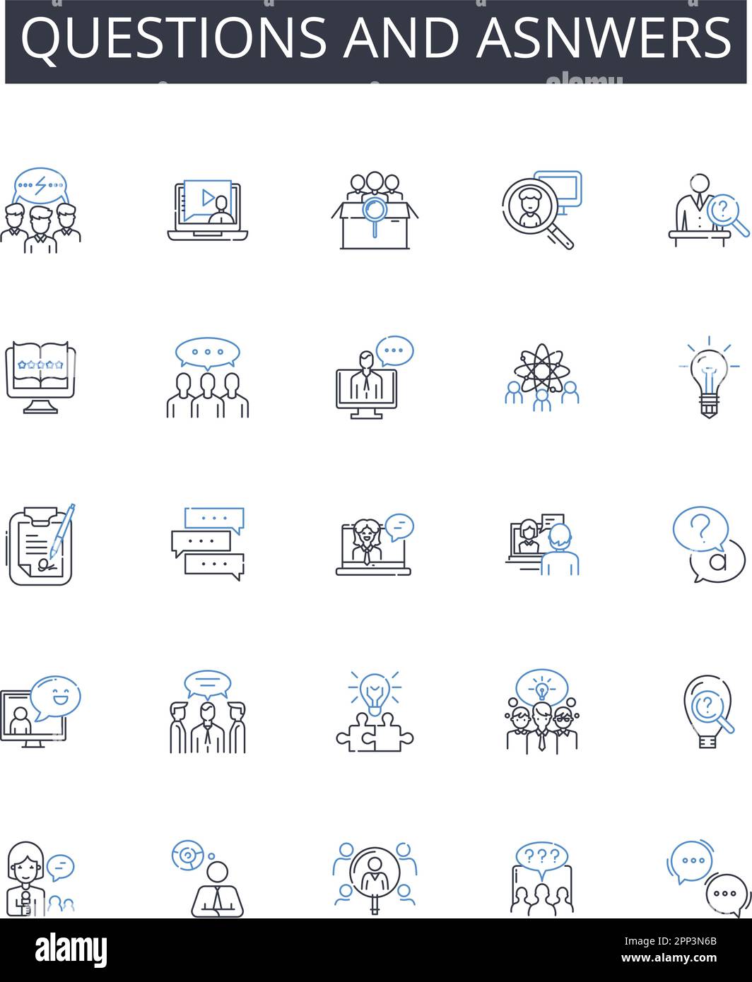 Questions and asnwers line icons collection. Inquiries and responses ...