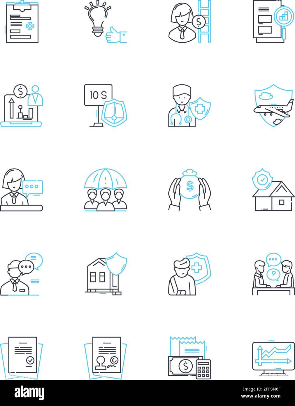 Professional indemnity linear icons set. Coverage, Liability, Insurance ...