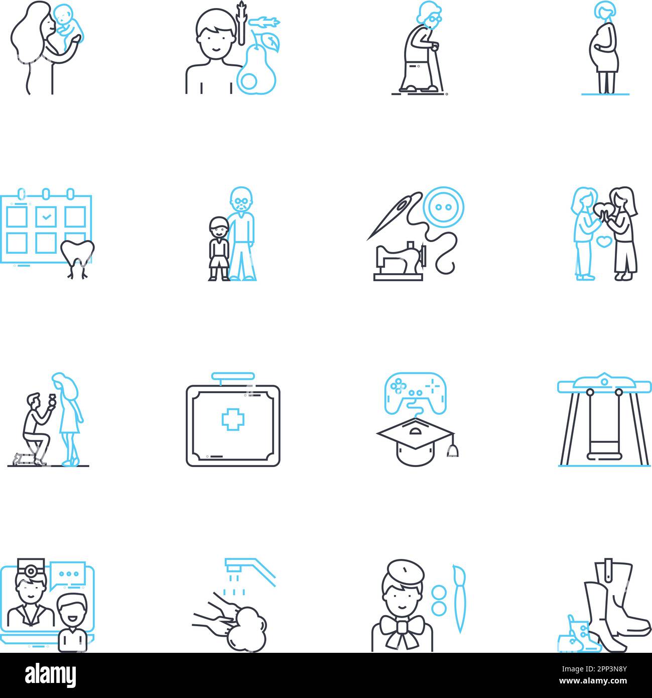 Sisterhood linear icons set. Unity, Bonding, Support, Friendship ...