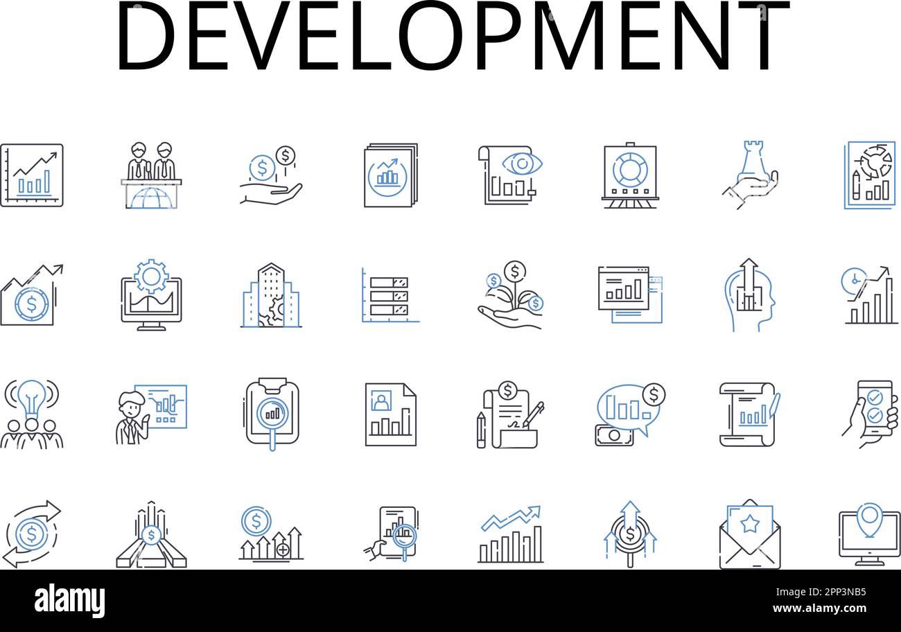 Development line icons collection. Advancement, Evolution, Progression, Improvement, Growth ...