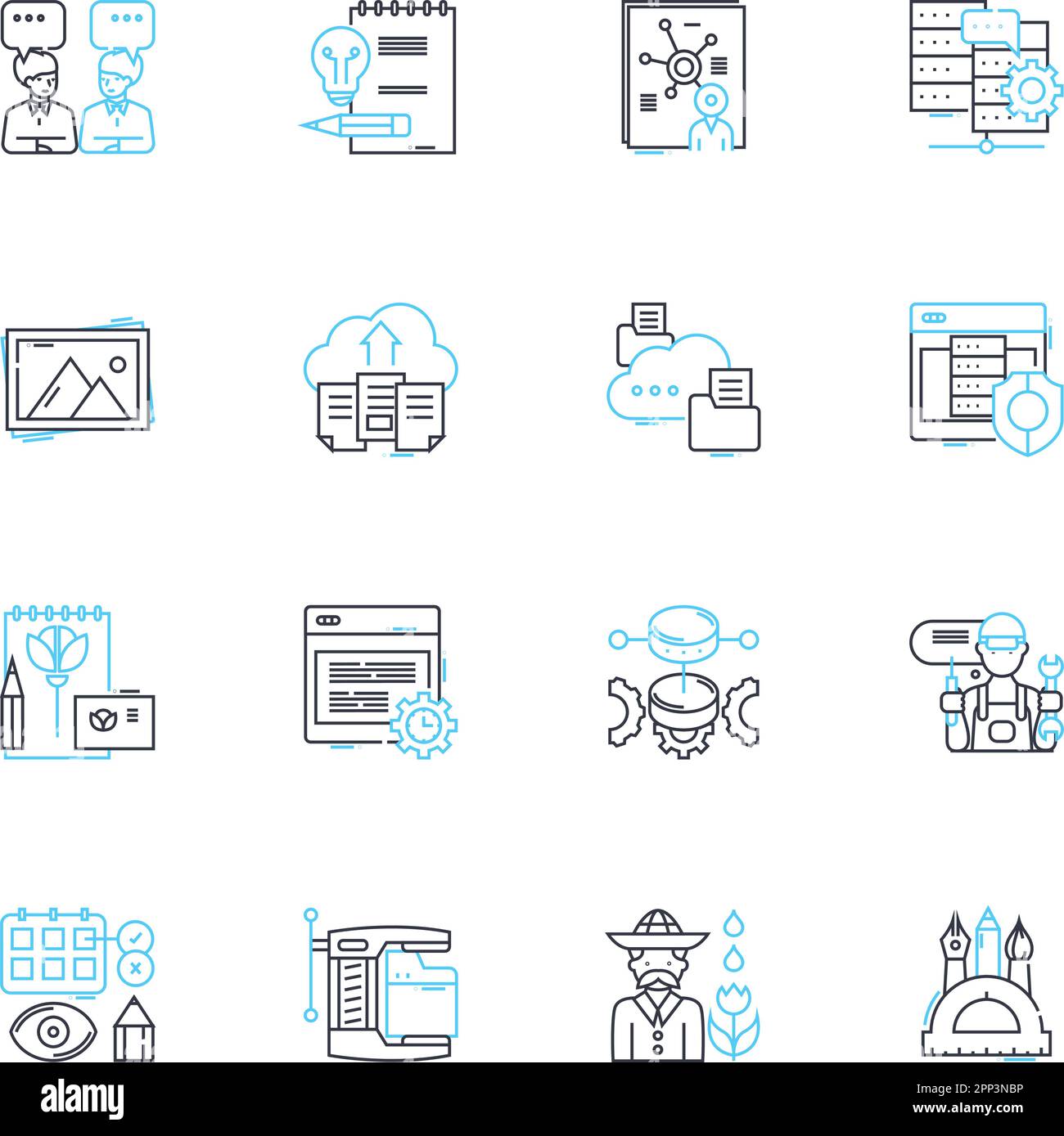 Advertising linear icons set. Campaigns, Creativity, Branding ...