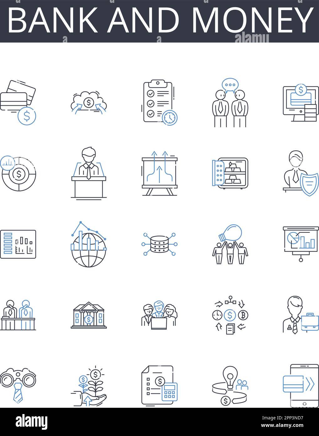Bank and money line icons collection. Iconic, Classic, Memorable ...