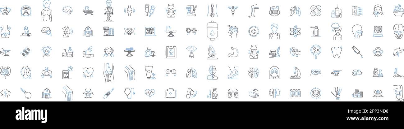 Medical care line icons collection. Treatment, Diagnosis, Surgery ...