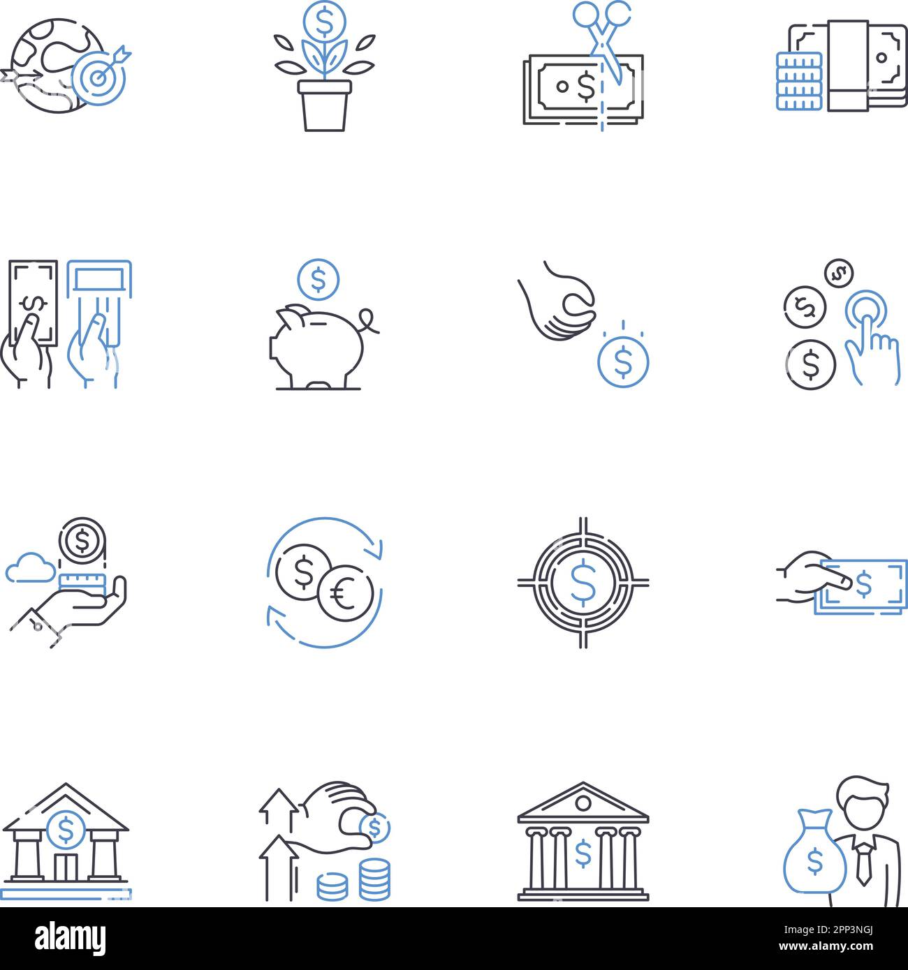 Capital deposit line icons collection. Investment, Capitalization ...