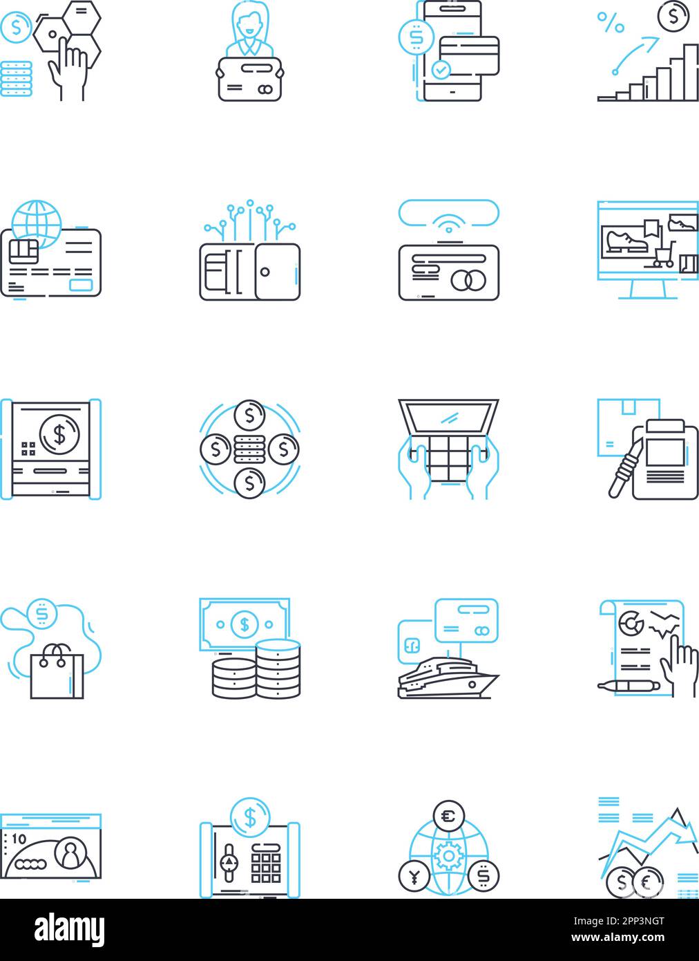Stock movement linear icons set. Fluctuation, Volatility, Shifts ...