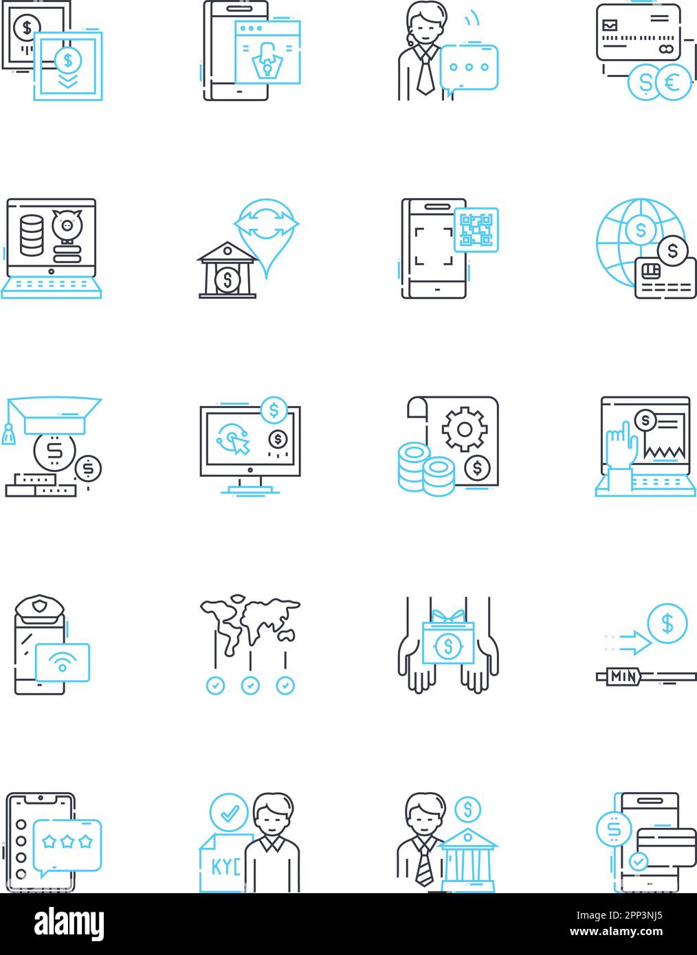 Bankroll linear icons set. Funds, My, Capital, Investment, Fundraising ...