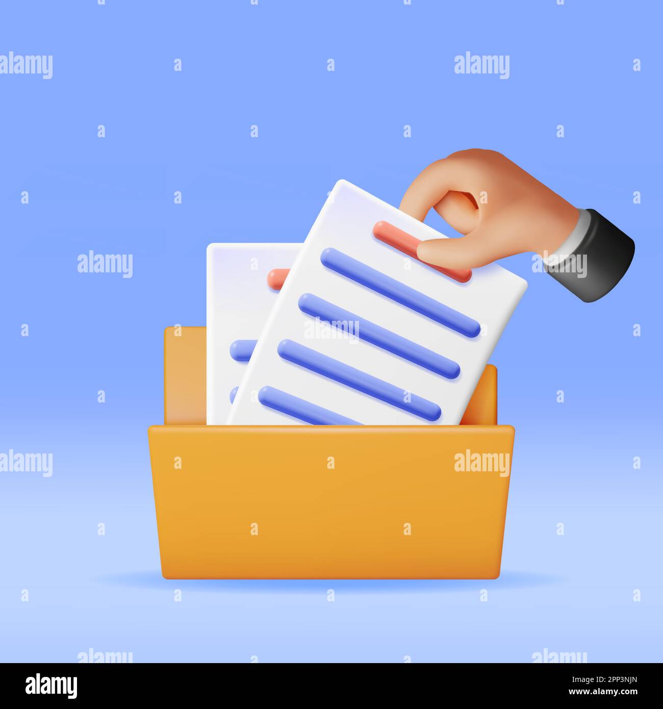 3D Business Hand with Folder Full of Papers Stock Vector Image & Art ...