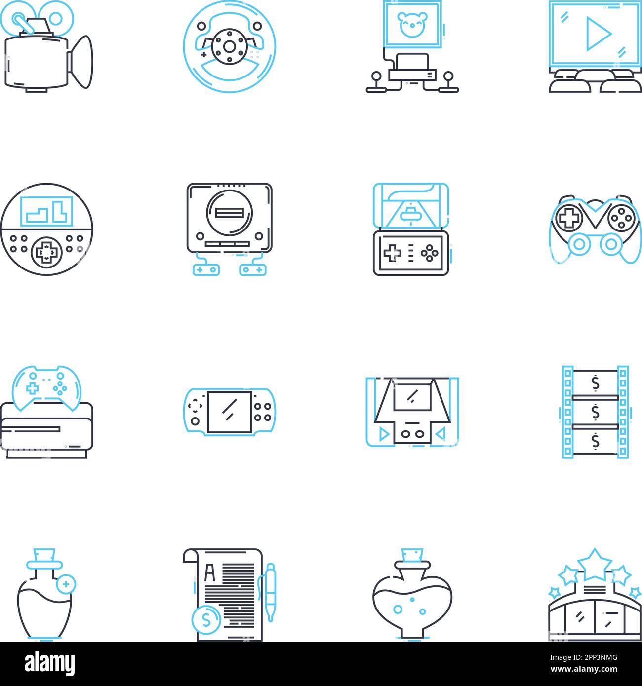 Digital media market linear icons set. Cybersecurity, Artificial ...