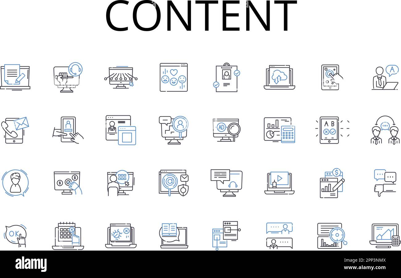Content line icons collection. Substance, Material, Information ...