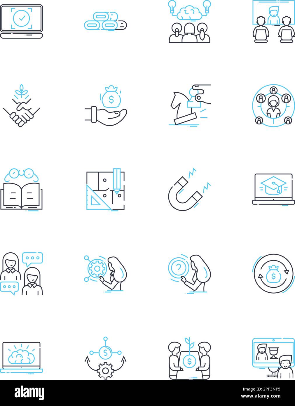 Professional society linear icons set. Nerking, Development, Growth ...