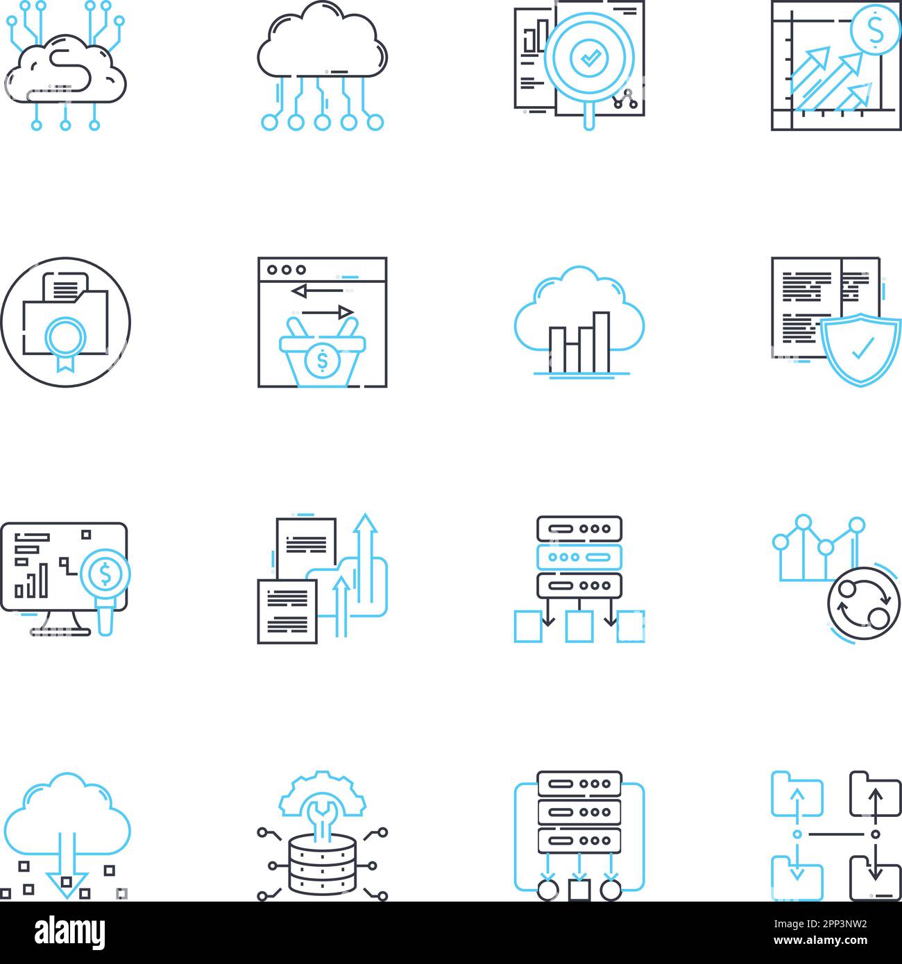 Sales Monitoring Linear Icons Set Insights Analysis Metrics