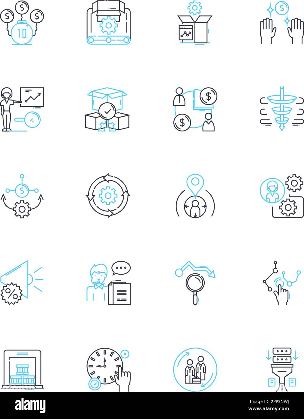 Industry sector linear icons set. anufacturing:, Fabrication, Assembly ...