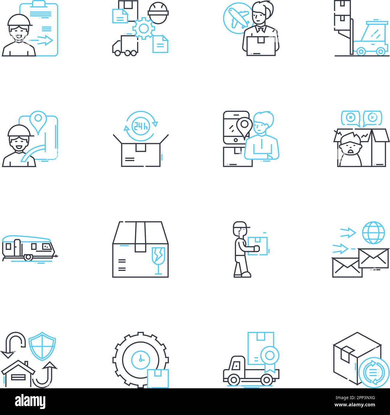 Freight forwarding linear icons set. Shipping, Logistics ...