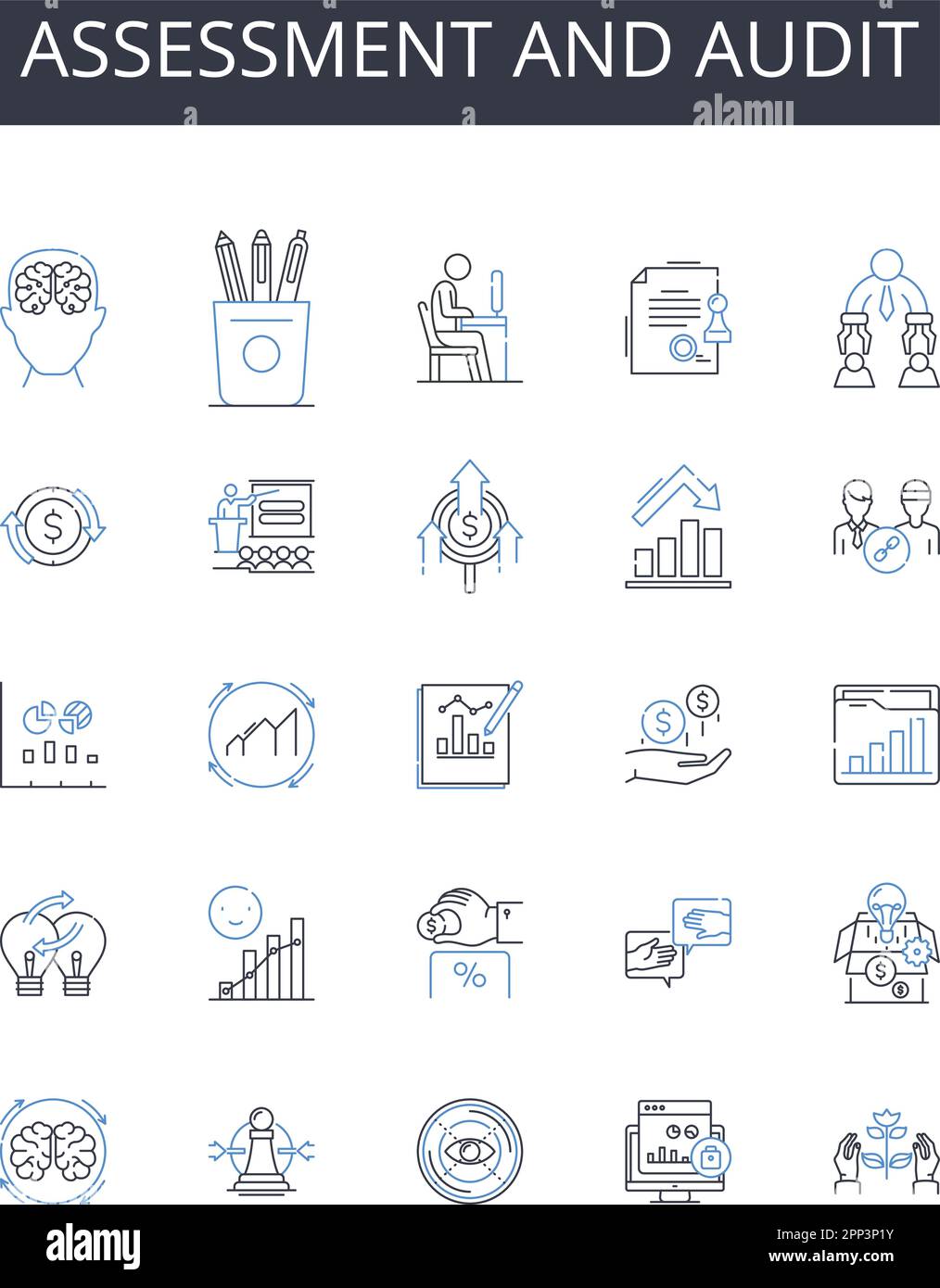 Assessment and audit line icons collection. Cozy, Isolation, Mountains ...