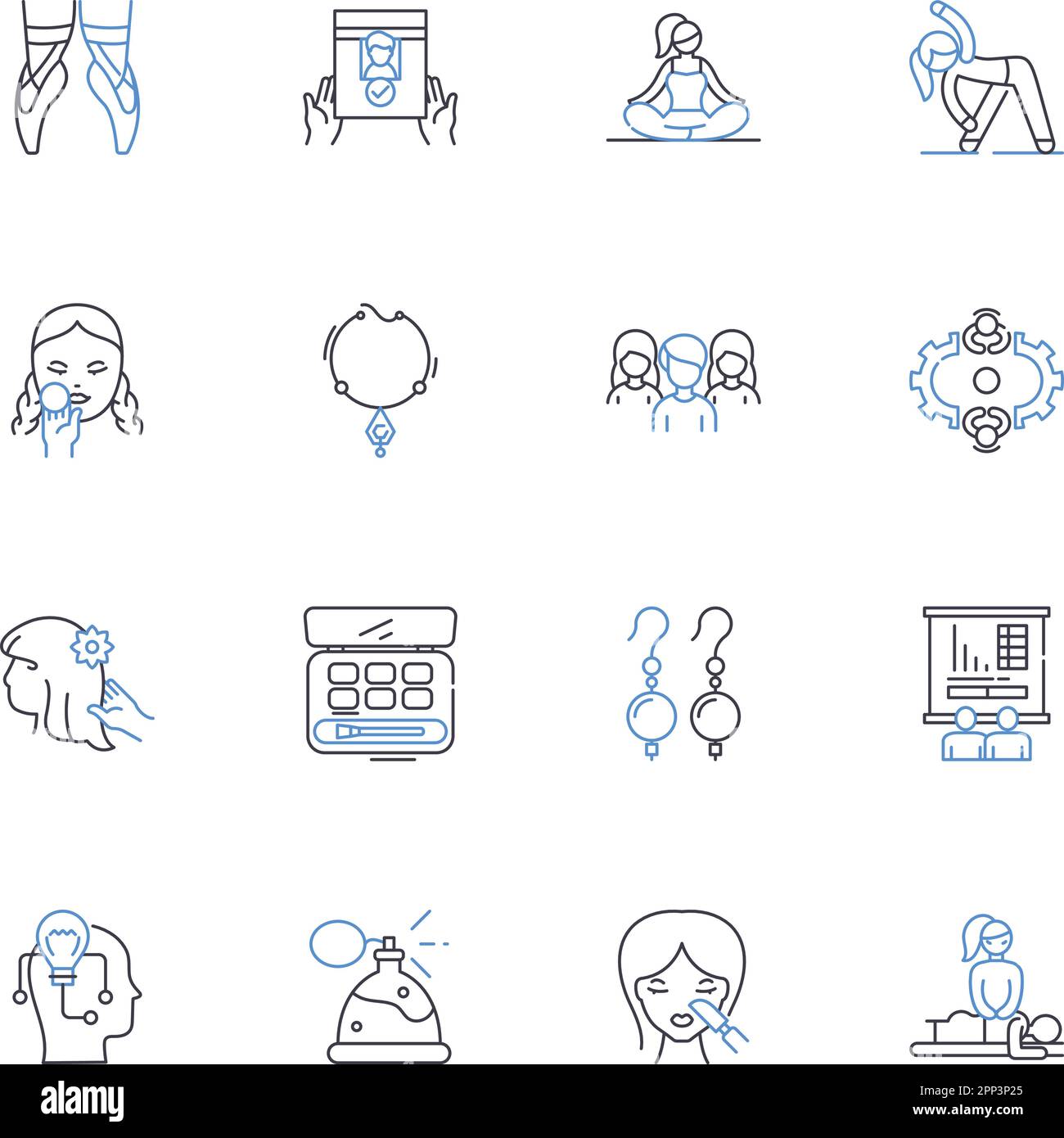 Women's economic empowerment line icons collection. Equality ...