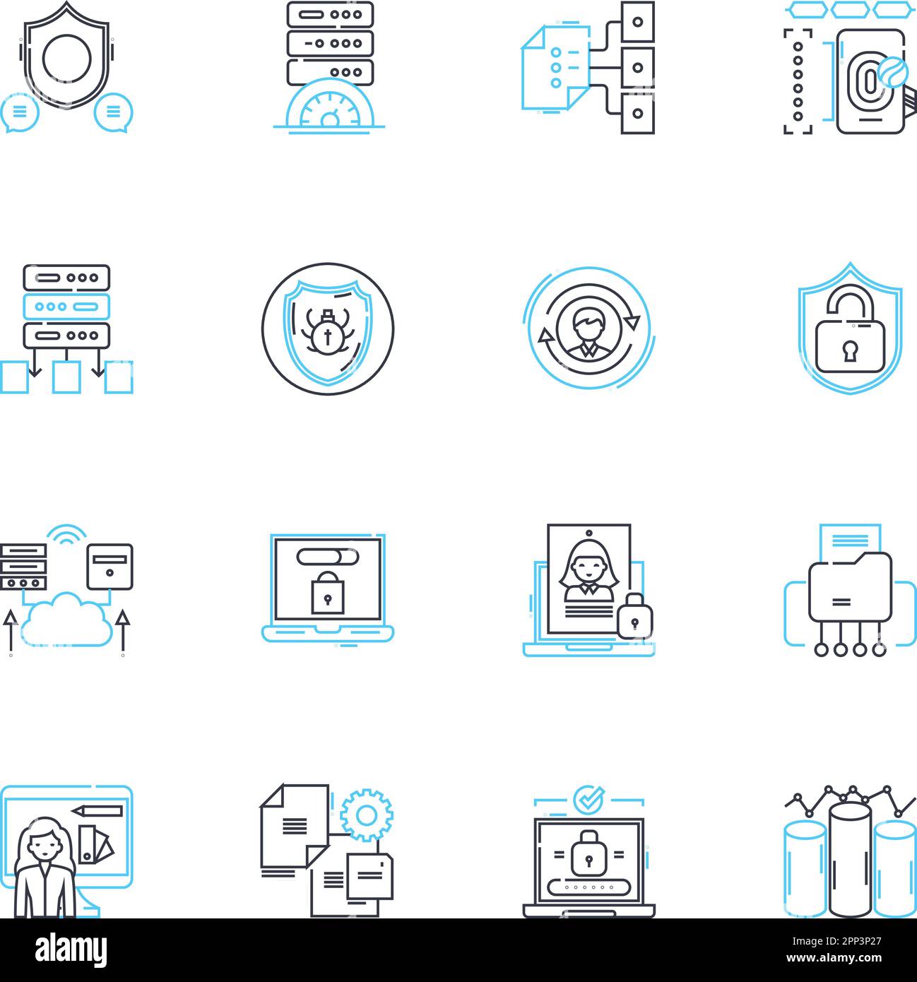 Shielded insights linear icons set. Protection, Concealed, Secure, Confidential, Security ...