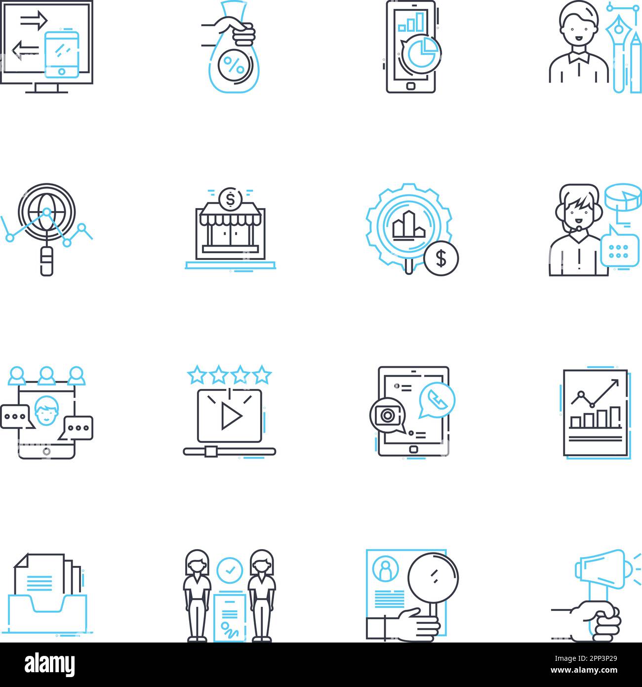 Product advertising linear icons set. Innovative, Eye-catching ...