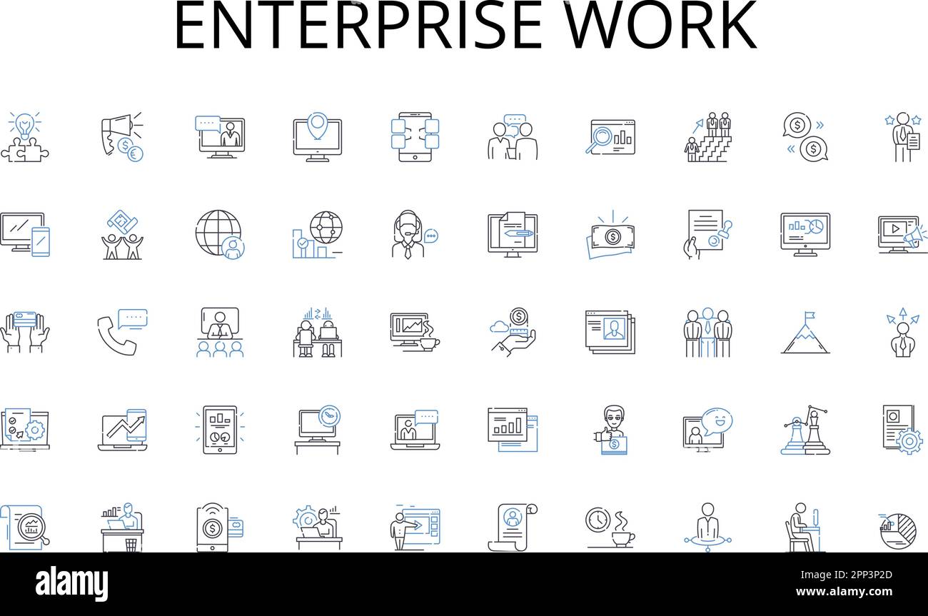 Enterprise work line icons collection. Disruptive, Inventive, Piering ...