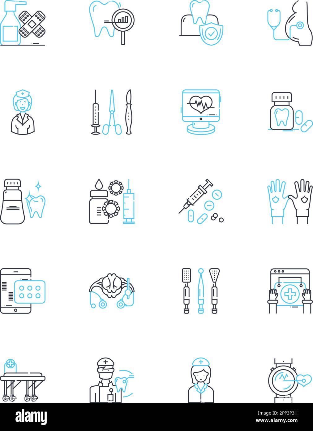 Preventive medicine linear icons set. Immunization, Screening ...