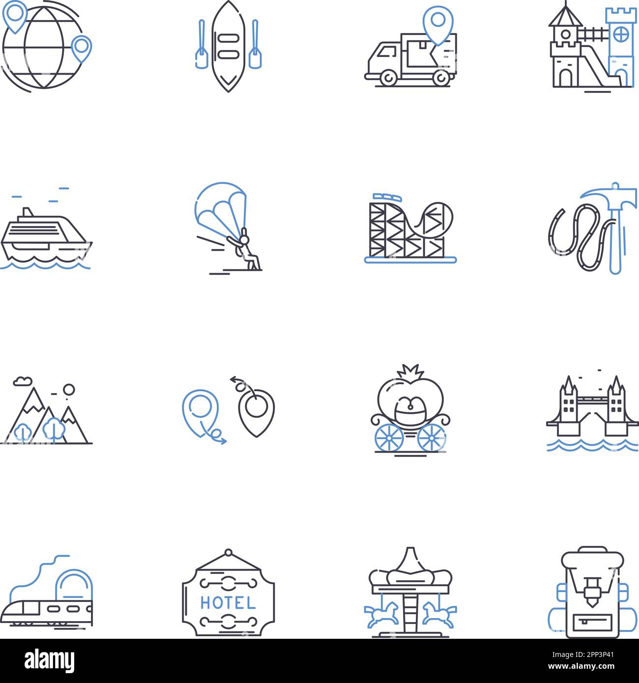 Exploring line icons collection. Adventure, Discovery, Quest ...
