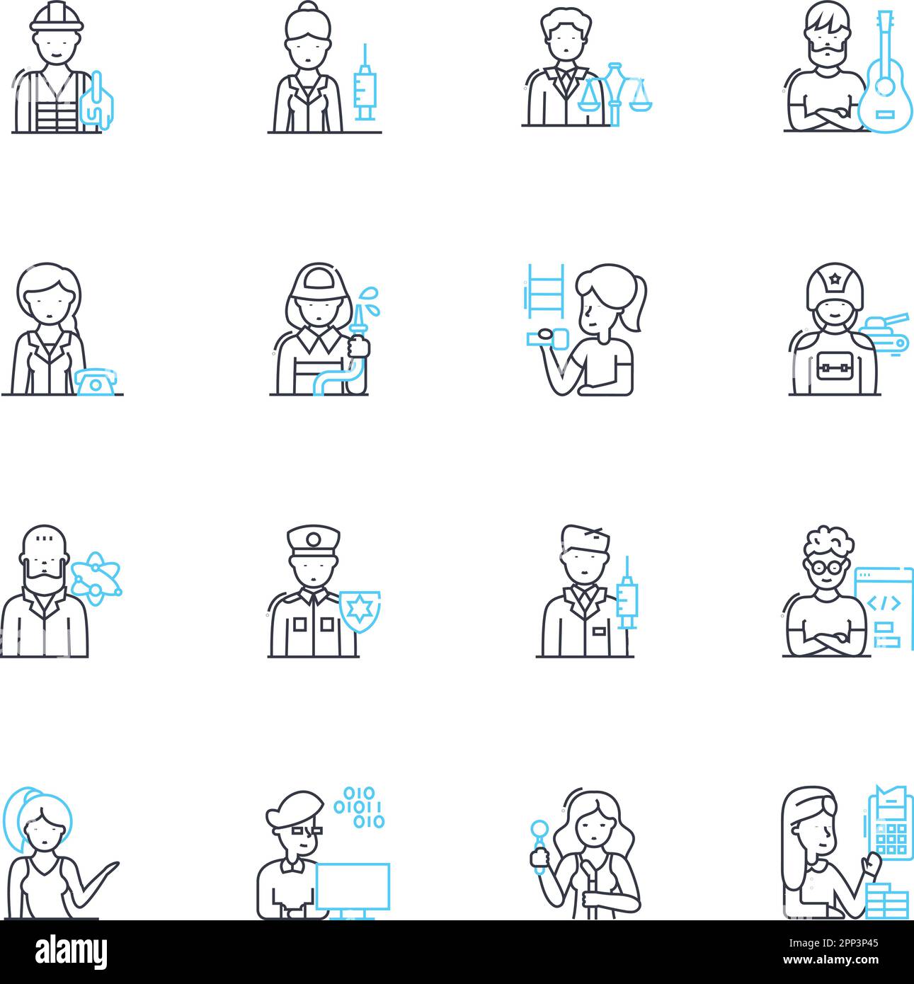 Campaign planning linear icons set. Strategy, Goals, Objectives ...