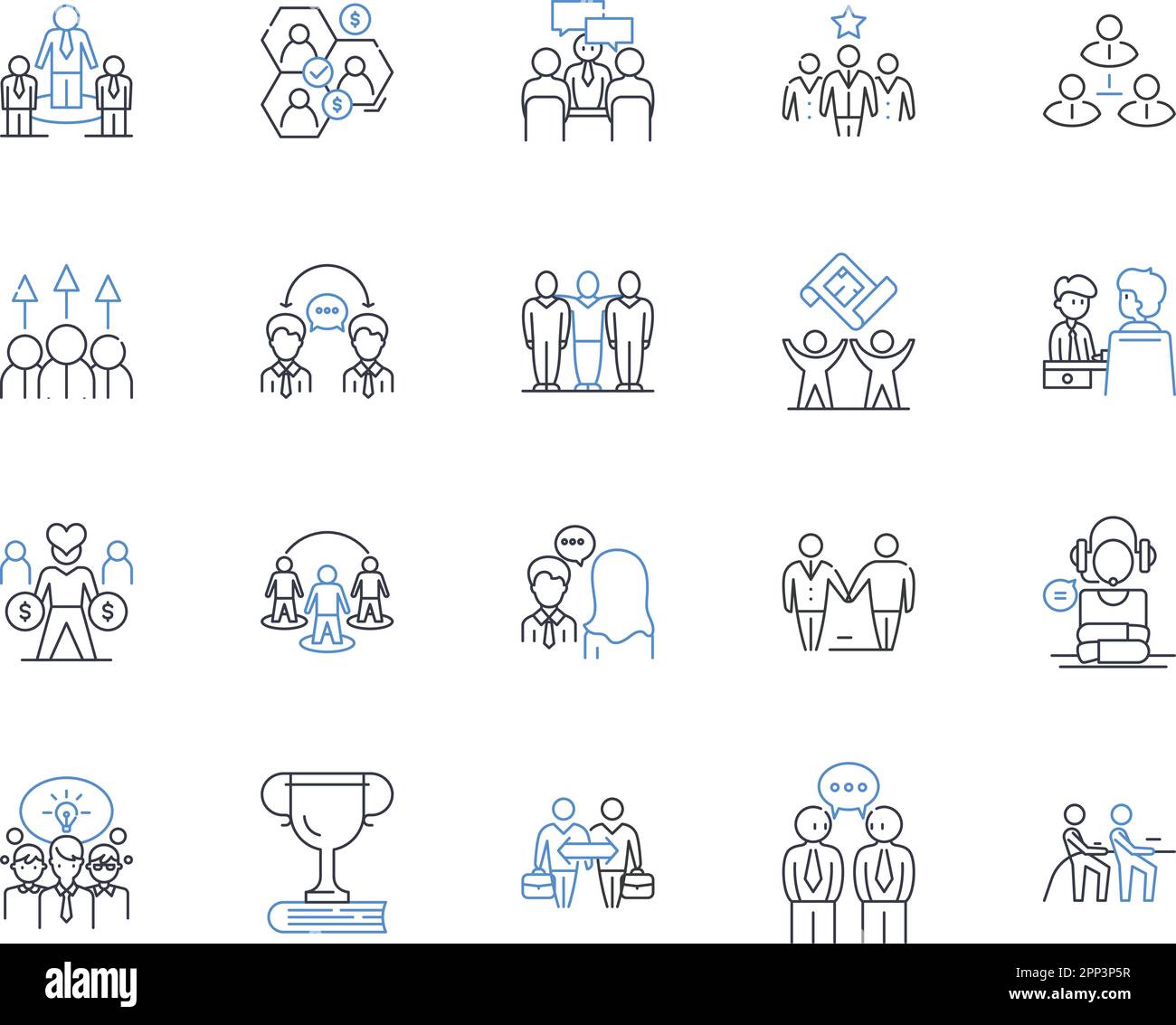 Collaborators Line Icons Collection Teamwork Partnership Cohesion Synergy Alliance Unity