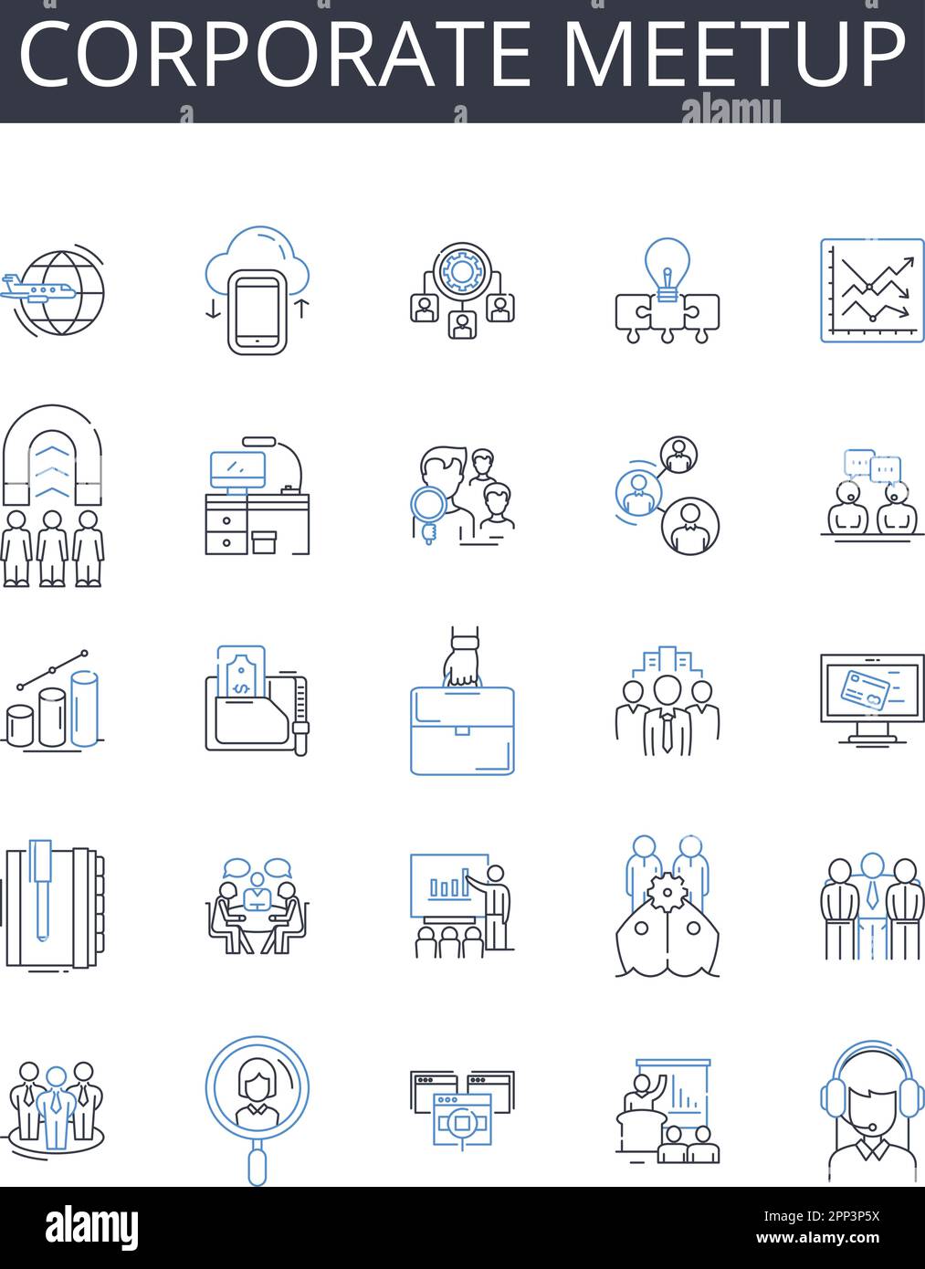 Corporate meetup line icons collection. Business conference, Executive ...