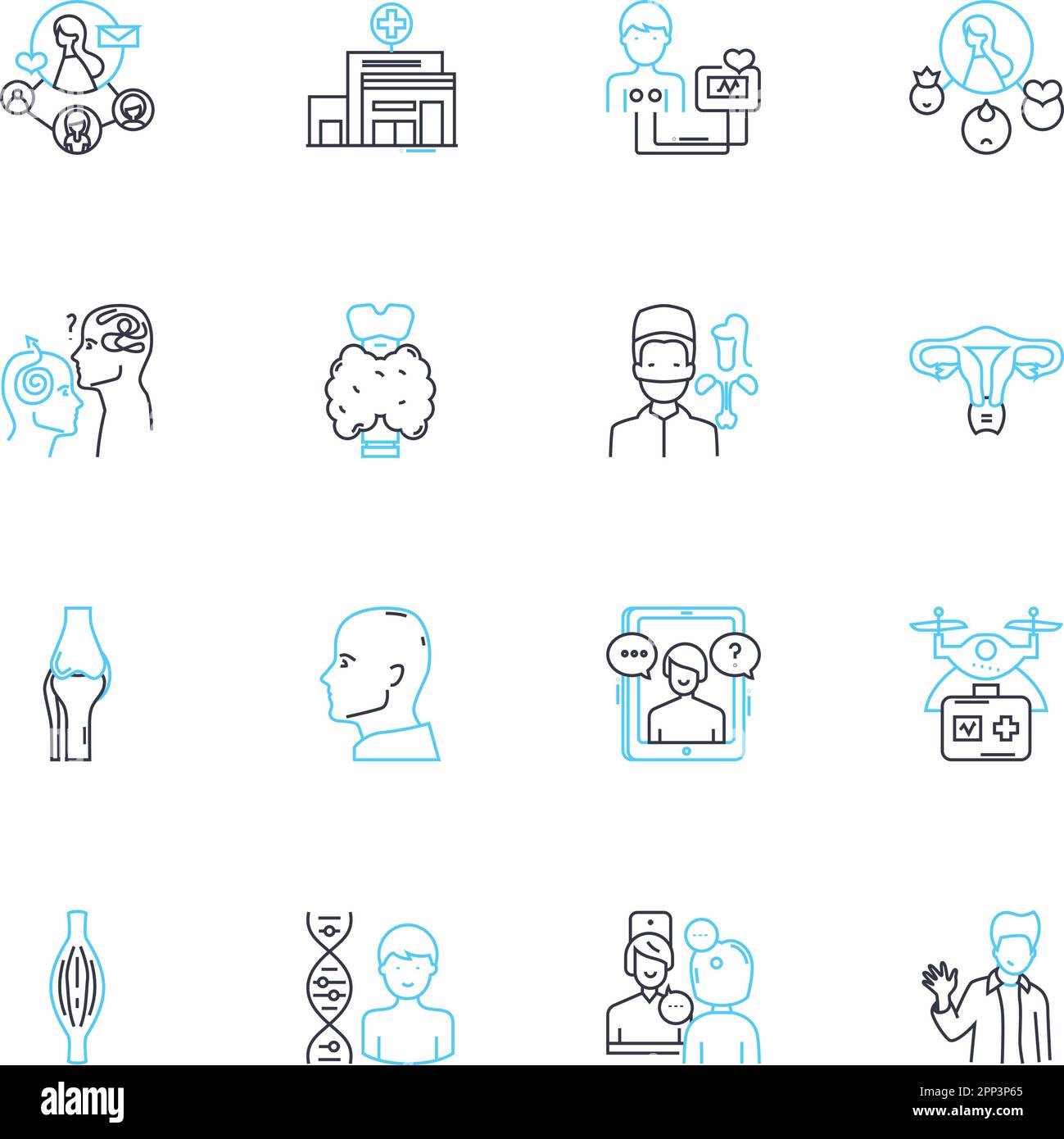 Hereditary wellness linear icons set. Genetics, Inheritance, DNA ...
