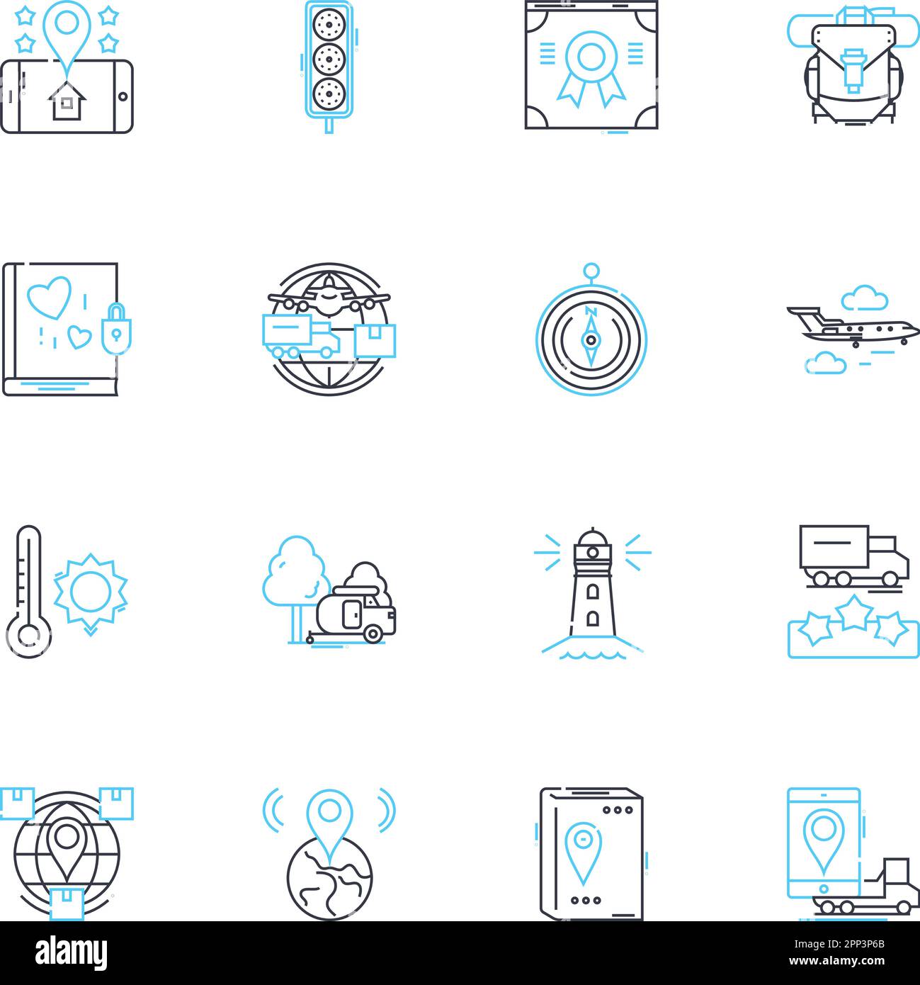 International commerce linear icons set. Exports, Imports, Trade ...