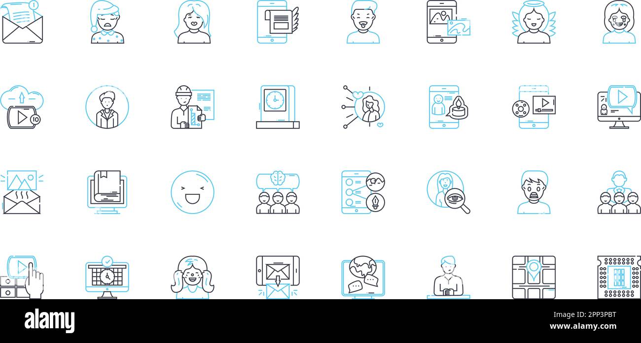 Colloquium linear icons set. Conference, Symposium, Discussion ...