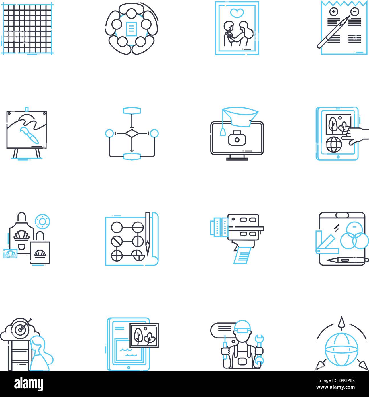 Visual Design Linear Icons Set Composition Color Typography Layout
