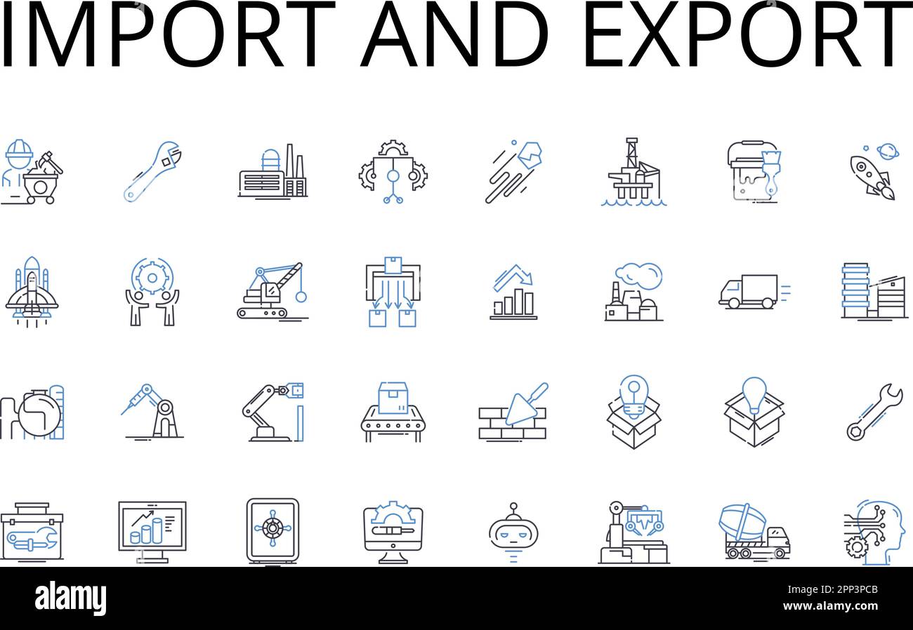 Import and export line icons collection. Trade, Commerce, Transaction, Shipping, Shipment ...