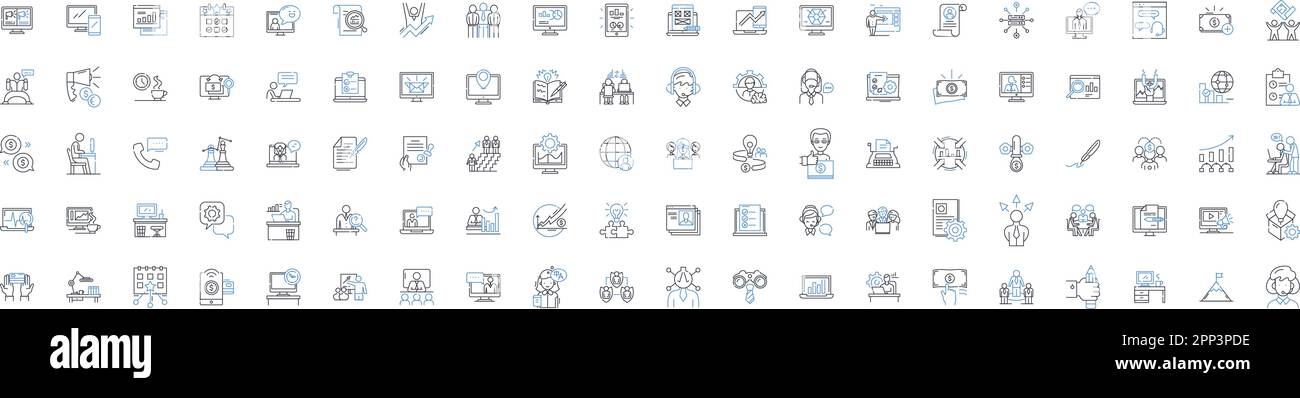 Campaign kickoff line icons collection. Inception, Ignition, Launch ...