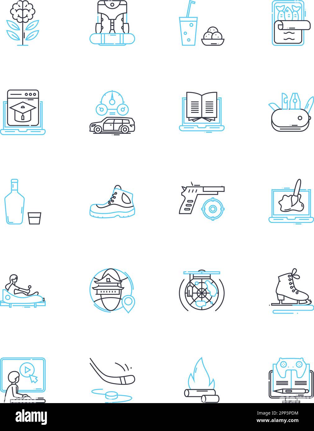 Telecommuting option linear icons set. Flexibility, Remote, Work-from ...