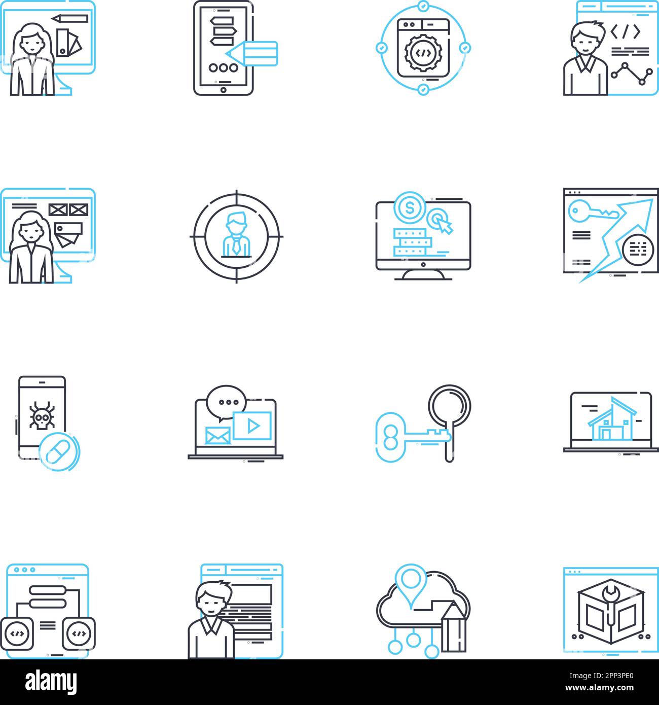 Forex trading linear icons set. Currency, Pip, Leverage, Margin, Bid ...