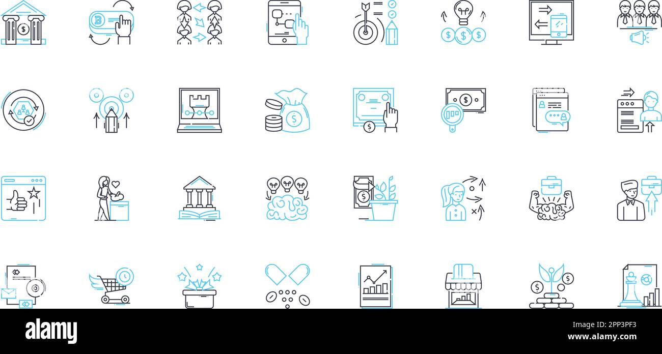Fiscal responsibility linear icons set. Budgeting, Accountability ...
