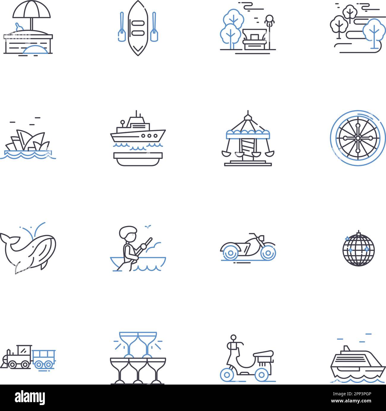 Day trip line icons collection. Adventure, Scenic, Relaxing, Exciting ...