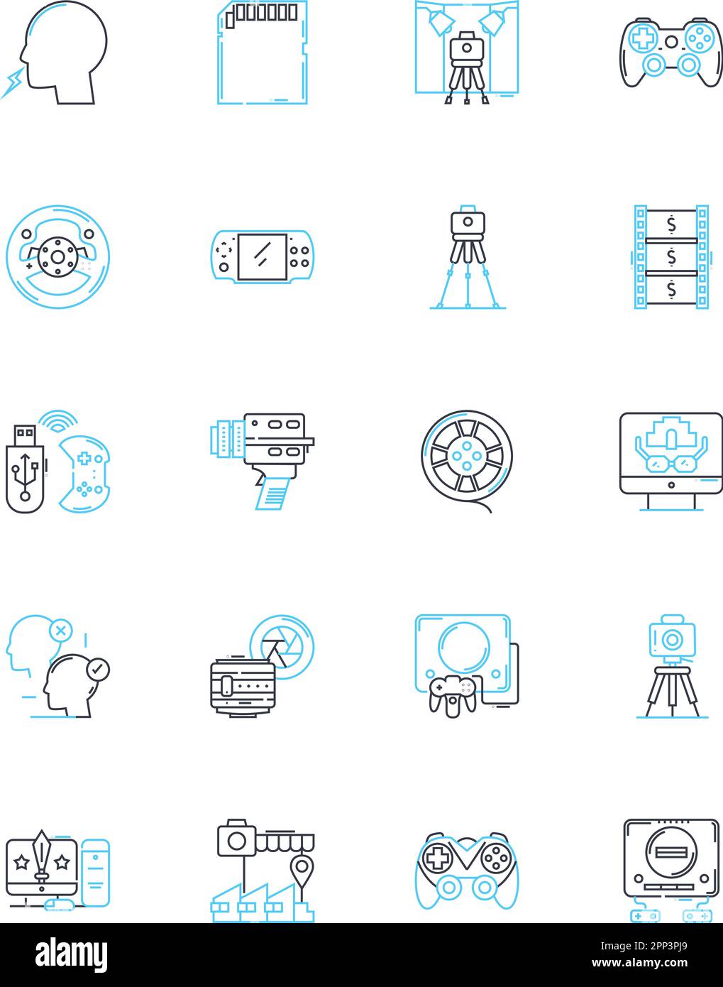 Video production linear icons set. Cinematography, Editing, Lighting ... Video production linear icons set. Cinematography, Editing, Lighting ...