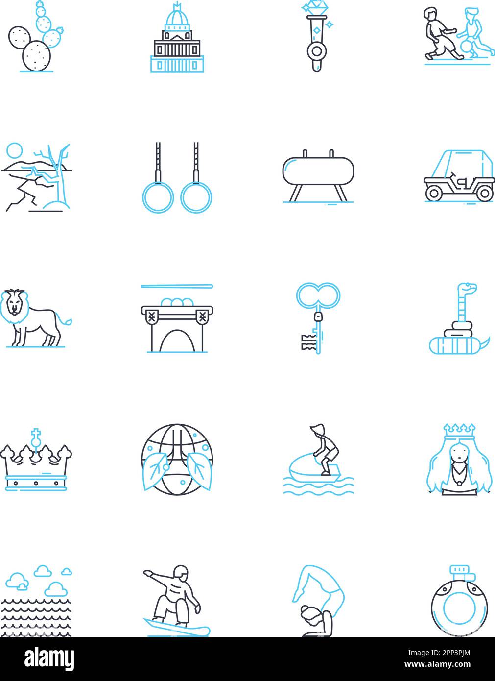 Adventure linear icons set. Expedition, Thrill, Excitement, Quest ...